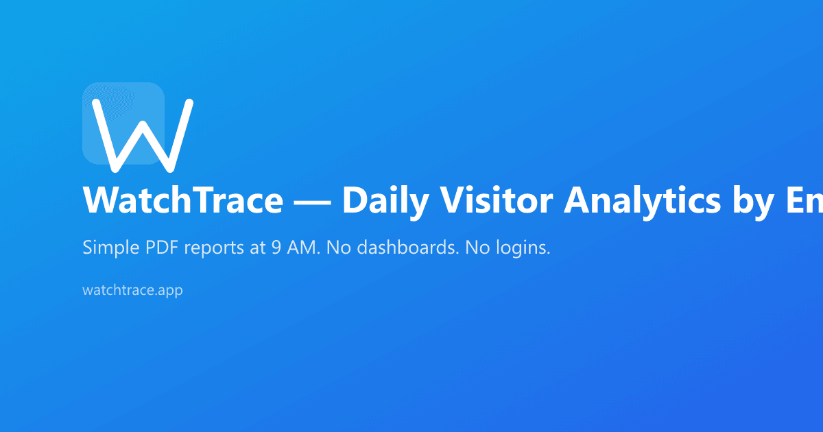 WatchTrace — Daily Visitor Analytics by Email (Simple PDF Reports)